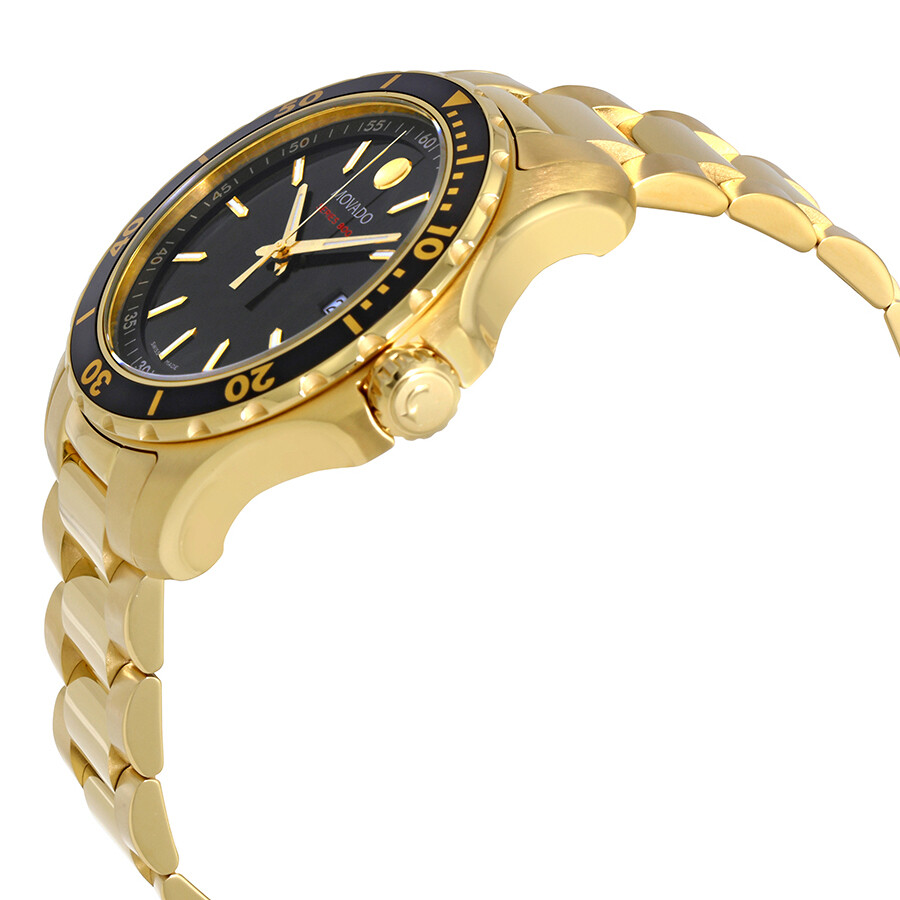 Movado Series 800 Black Dial Yellow Gold PVD Men's Watch 2600145 ...