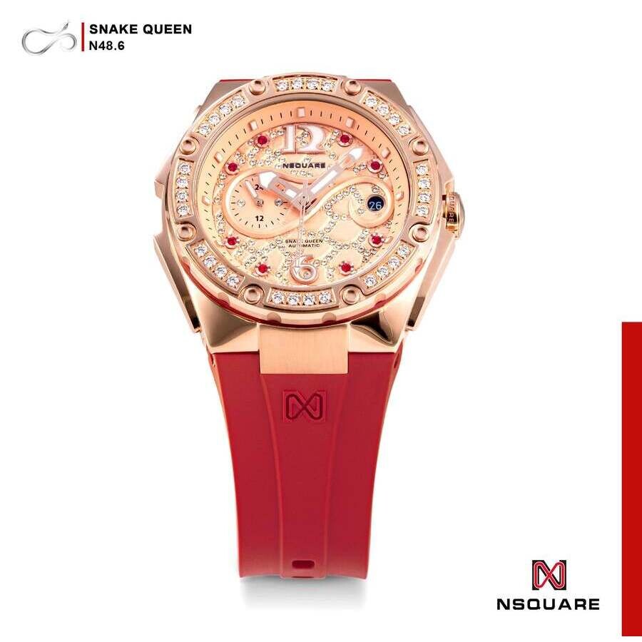 Nsquare Snake Queen Automatic Red Dial Ladies Watch L0472-N48.6 - Jomashop