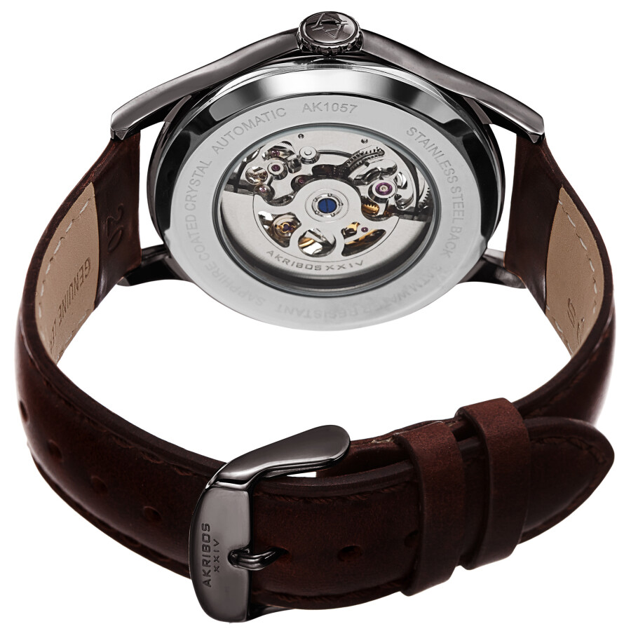 Akribos Xxiv Open Box - Akribos XXIV Grey Dial Brown Leather Men's ...