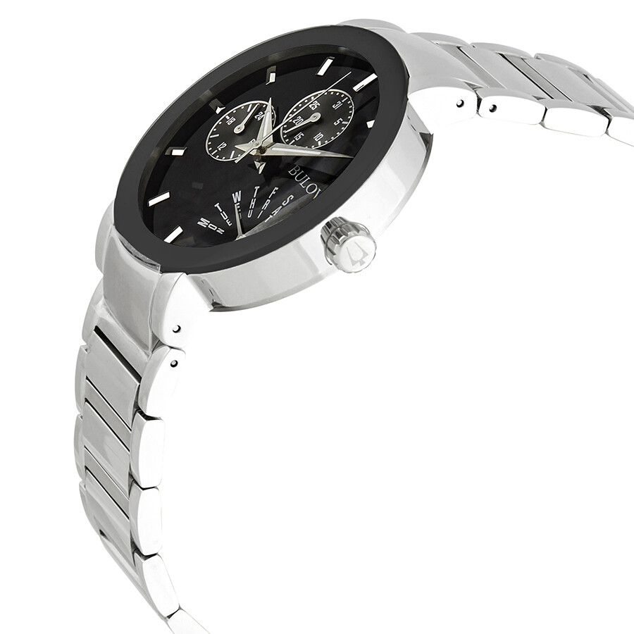 Bulova Open Box - Bulova Bracelet Quartz Black Enamel Dial Men's Watch ...