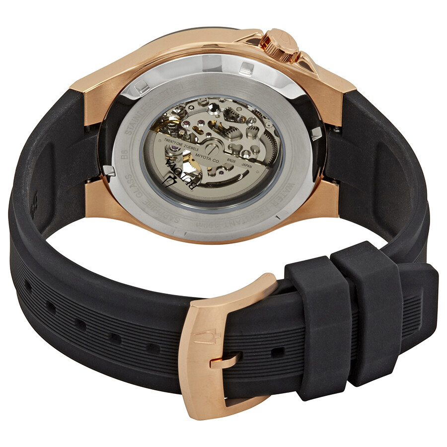 Bulova Open Box - Bulova Classic Automatic Black Dial Black Silicone ...