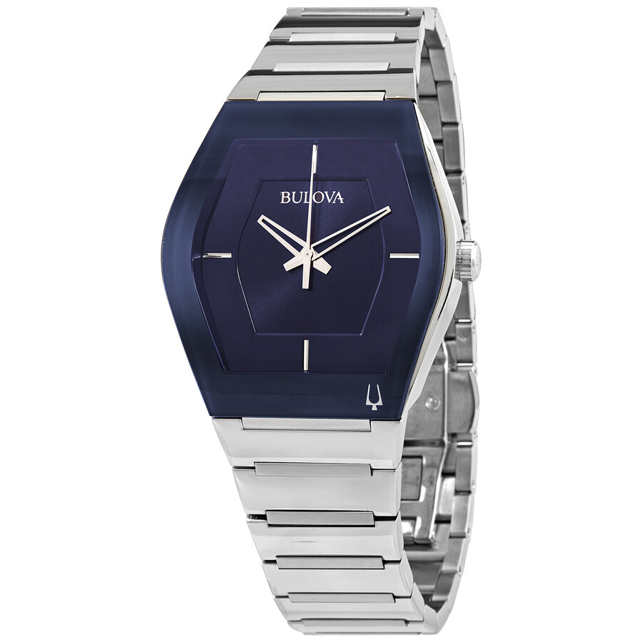 Bulova Open Box - Bulova Quartz Blue Dial Stainless Steel Men's Watch ...