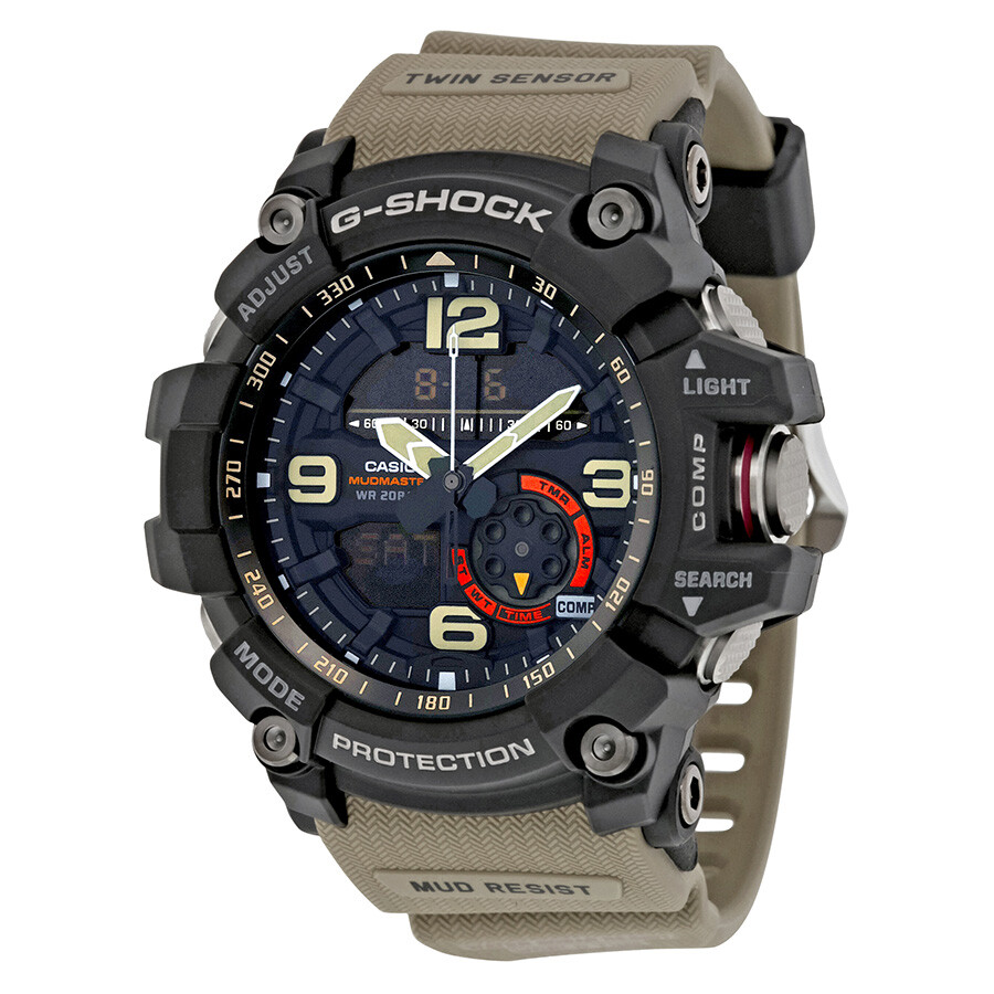 Casio Open Box - Casio G-Shock Black Dial Tan Resin Strap Men's Watch ...