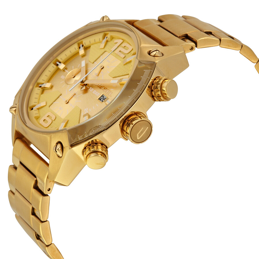 Diesel Open Box - Diesel Overflow Chronograph Champagne Dial Gold-tone ...