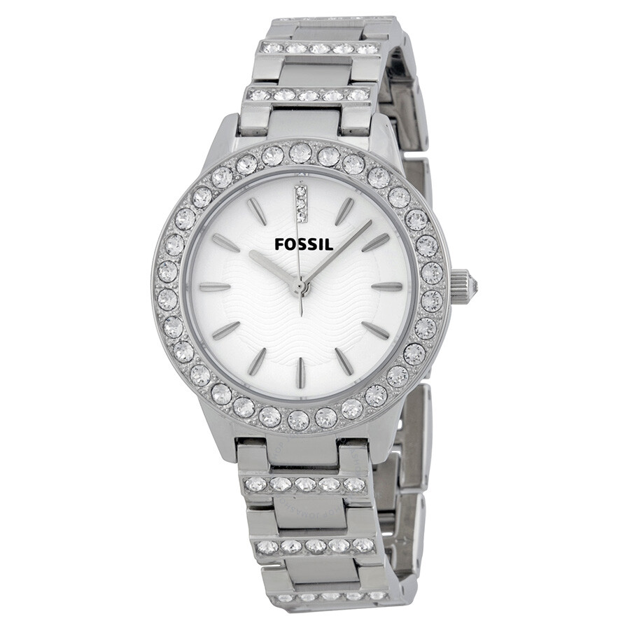 Fossil Open Box - Fossil Glitz White Dial Stainless Steel Ladies Watch ...