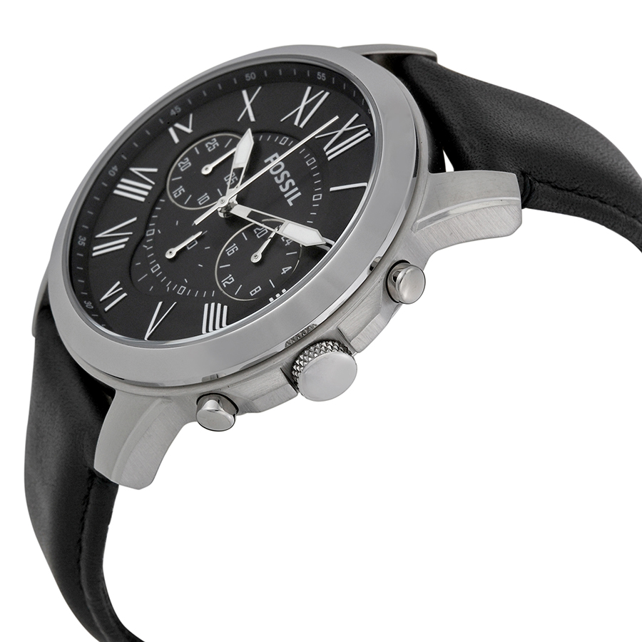 Fossil Open Box - Fossil Grant Black Dial Black Leather Men's Watch ...