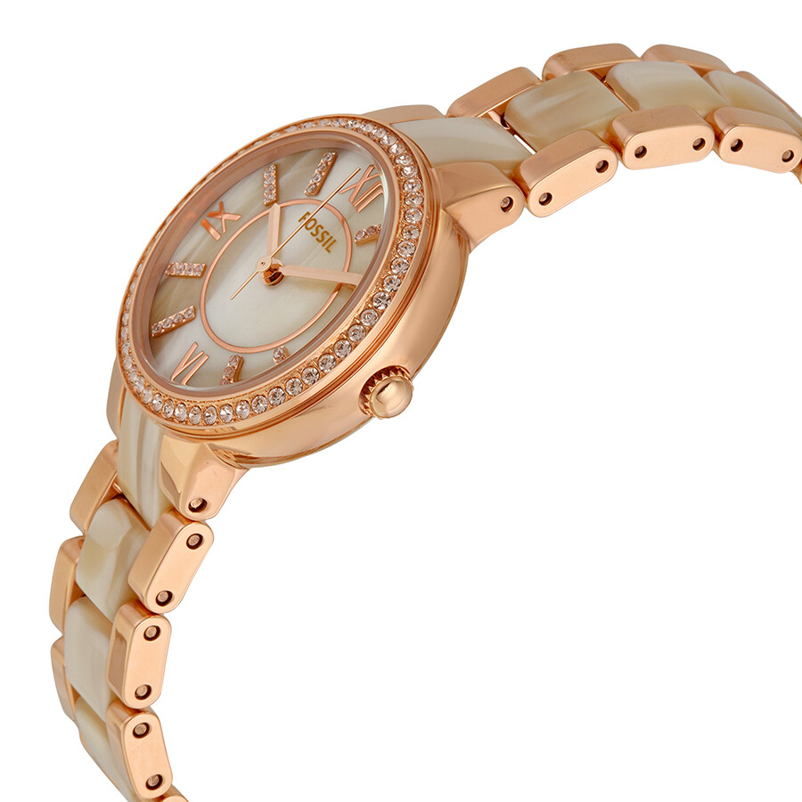 Fossil Open Box - Fossil Virginia Rose Dial Rose Gold-tone and Horn ...