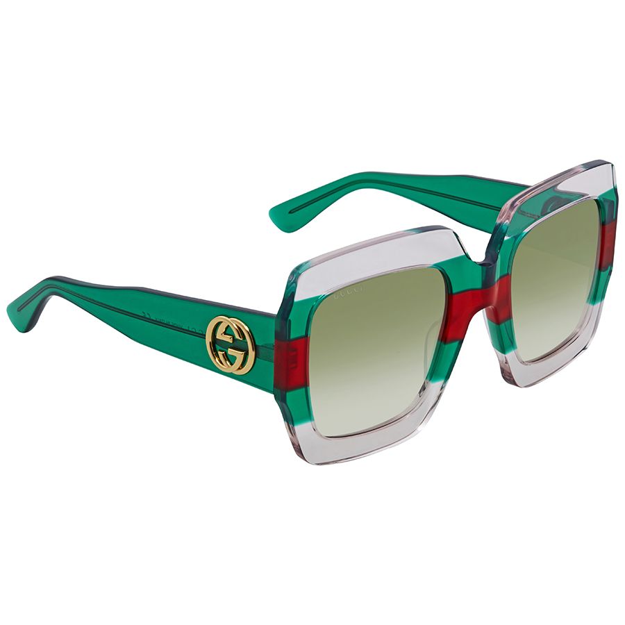 Gucci Open Box - Gucci Green Gradient Square Sunglasses GG0178S 001 54 ...