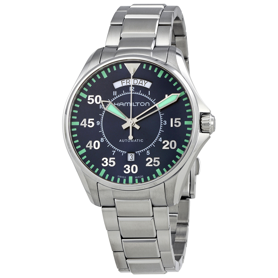 Hamilton Open Box - Hamilton Khaki Aviation Pilot Day Date Auto Blue ...