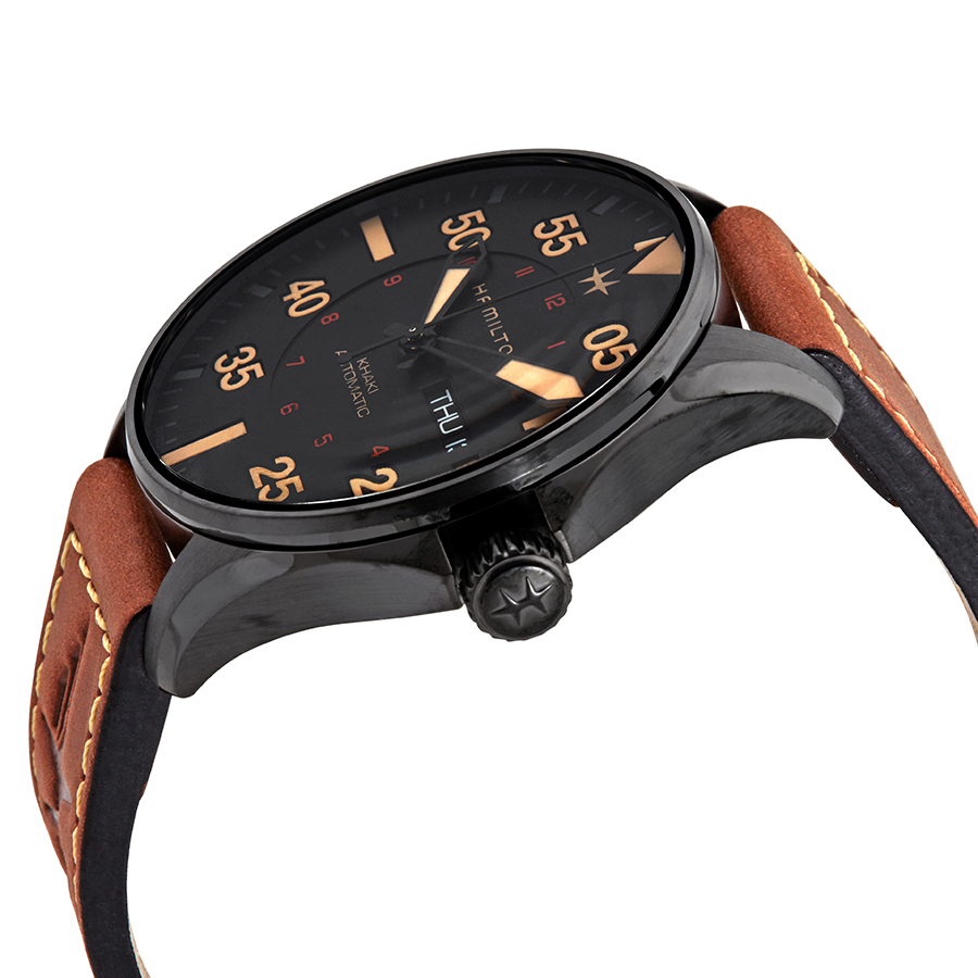 Hamilton Open Box - Hamilton Khaki Pilot Automatic Black Dial Men's ...