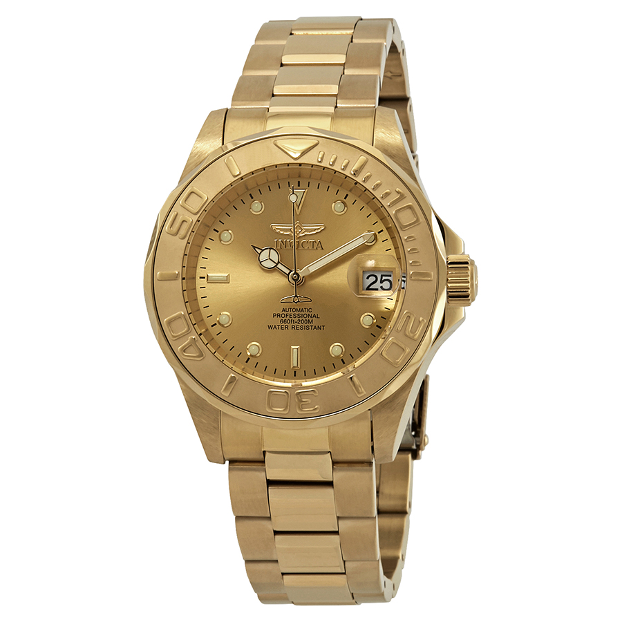 Invicta Open Box - Invicta Pro Diver Gold Dial Gold PVD Men's Watch ...