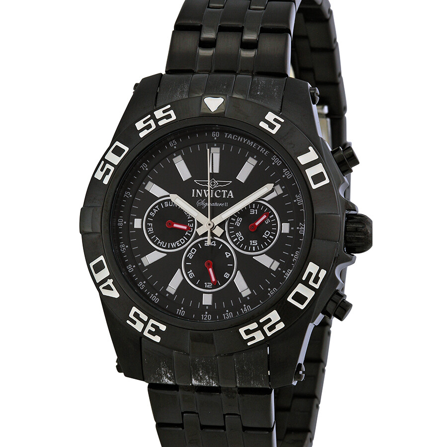 Invicta Open Box - Signature II Chronograph Black Dial Black Ion-Plated ...