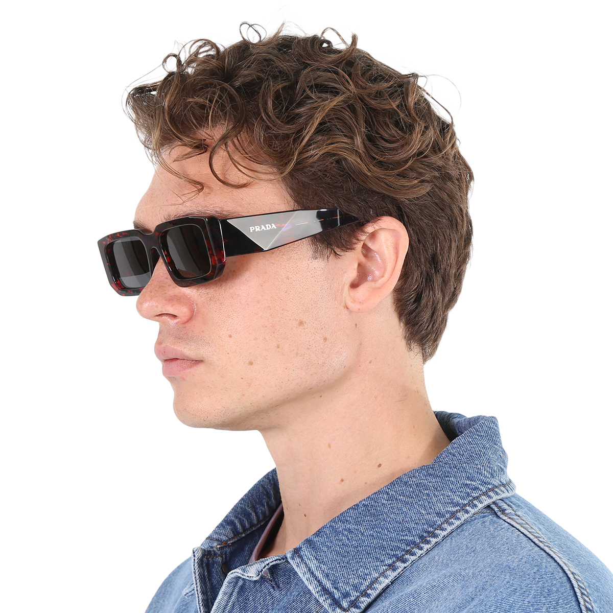 Prada Open Box - Prada Dark Grey Rectangular Men's Sunglasses PR 06YSF ...