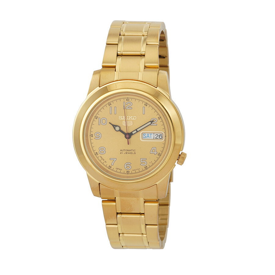 Seiko Open Box - Seiko 5 Automatic Gold Dial Yellow Gold-tone Men's ...
