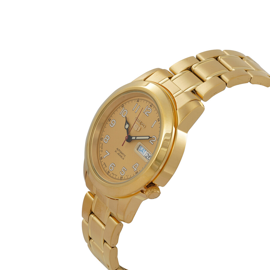 Seiko Open Box - Seiko 5 Automatic Gold Dial Yellow Gold-tone Men's ...