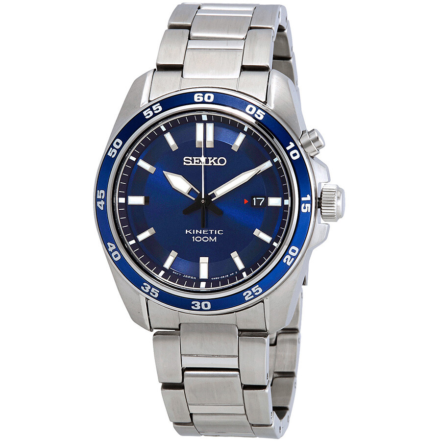 Seiko Open Box - Seiko Kinetic Blue Dial Stainless Steel Men's Watch ...