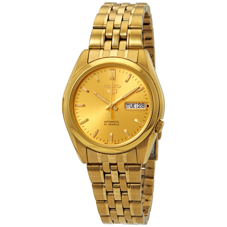 Seiko Open Box - Seiko Series 5 Automatic Gold Dial Men's Watch SNK366 ...