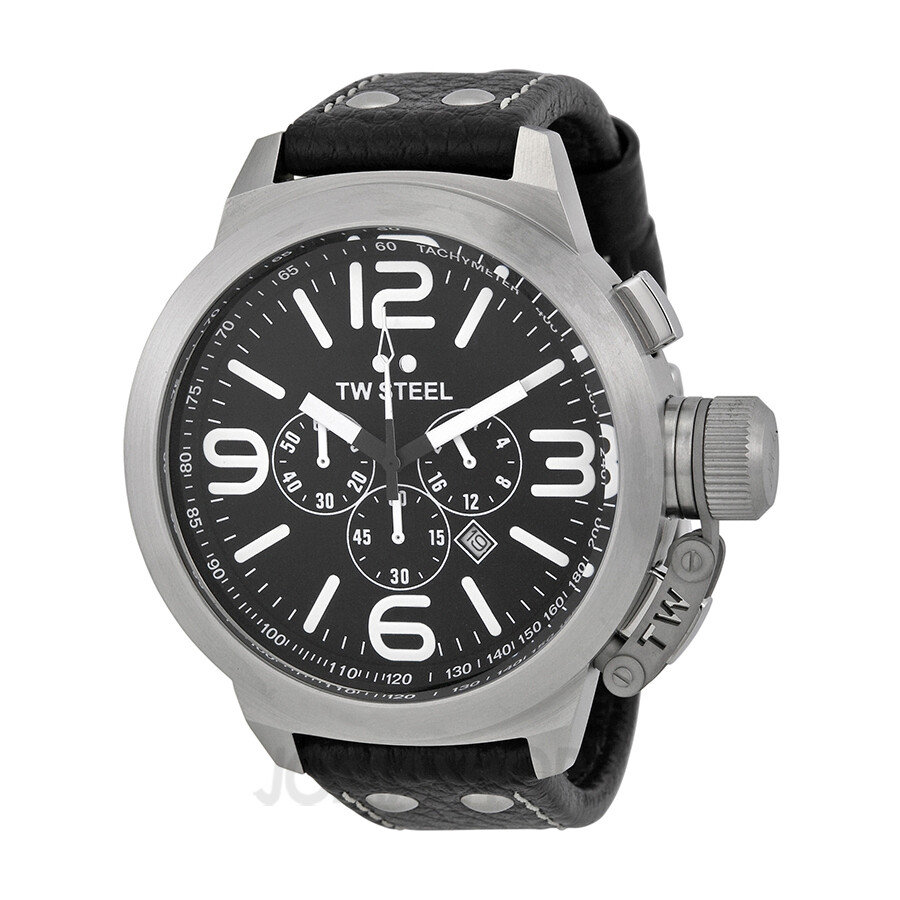 Open Box - TW Steel Canteen 50mm Black Dial Chronograph Men's Watch TW4 ...
