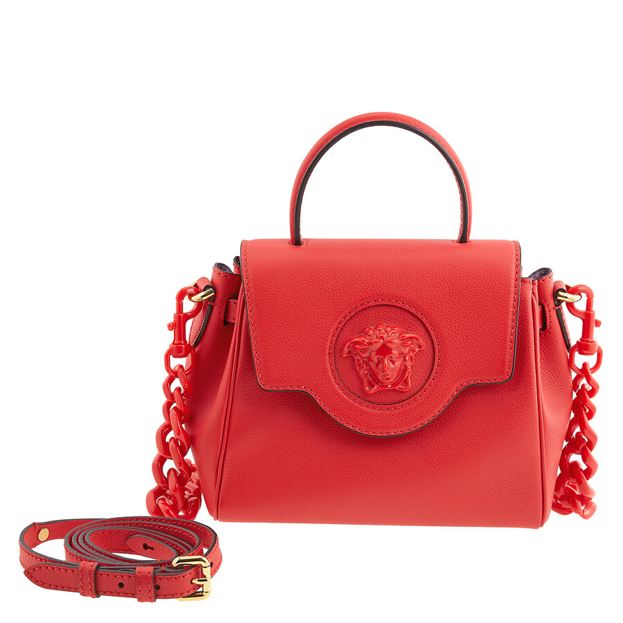 Versace Open Box - Versace Ladies Red Leather La Medusa Small Handbag ...