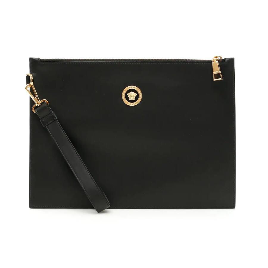 Versace Open Box - Versace Men's Medusa Medallion Black Leather Pouch ...