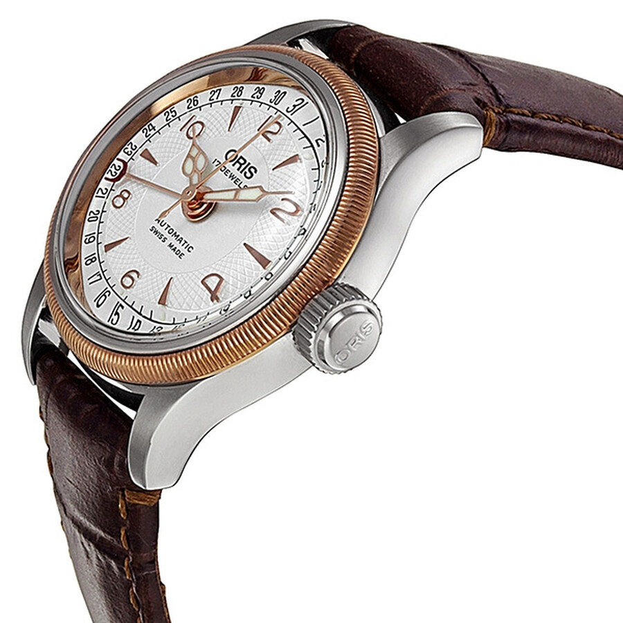 Oris Big Crown Original Pointer Date Silver Dial Brown Leather Ladies ...