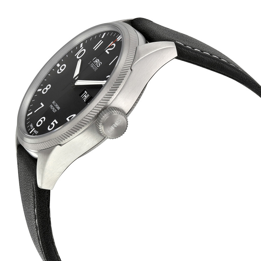 Oris Big Crown Pro Pilot Black Dial Black Leather Men's Watch 752-7698 ...