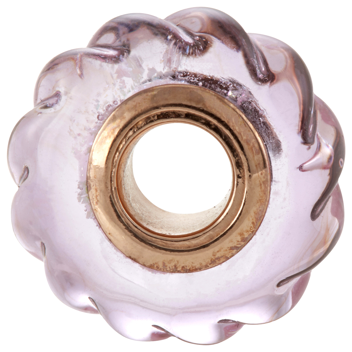 Pandora Glittering Grooves Murano Glass Charm In 14k Rose Gold-plated ...