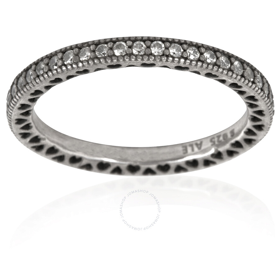 Pandora Ladies Sparkle And Hearts Ring In Sterling Silver, Size 54 (US ...
