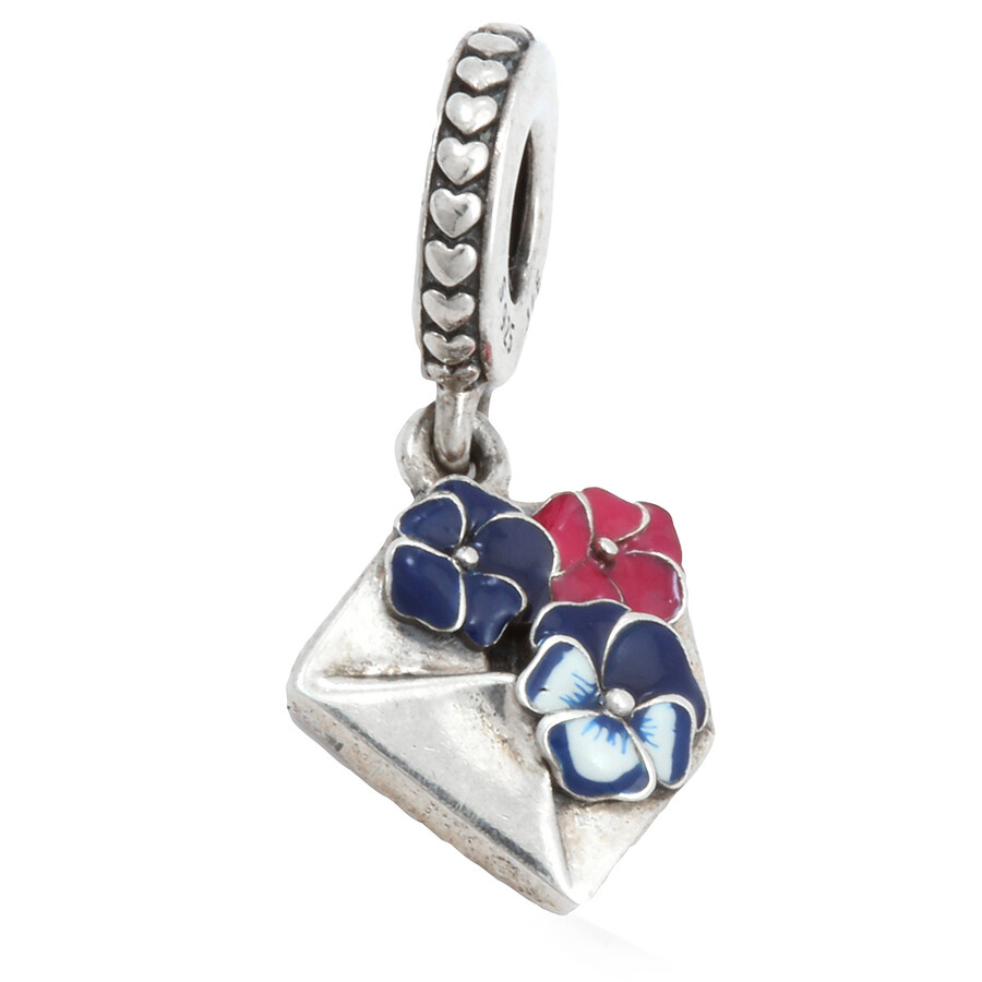 Pandora Sterling Silver Pansy Flower Envelope Dangle Charm 790787C01 - Jewelry - Jomashop