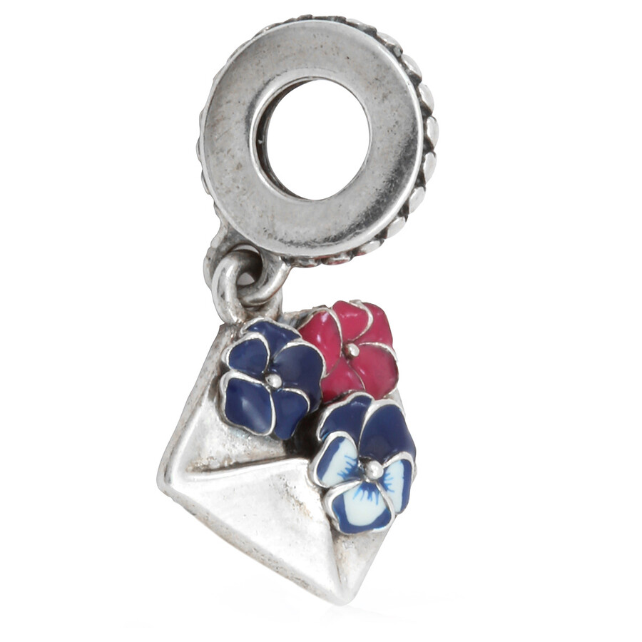 Pandora Sterling Silver Pansy Flower Envelope Dangle Charm 790787C01 - Jewelry - Jomashop