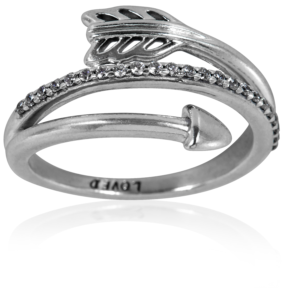 Pandora Sterling Silver Wrap-Around Arrow Ring, Size 54 (US 7) 197830CZ ...