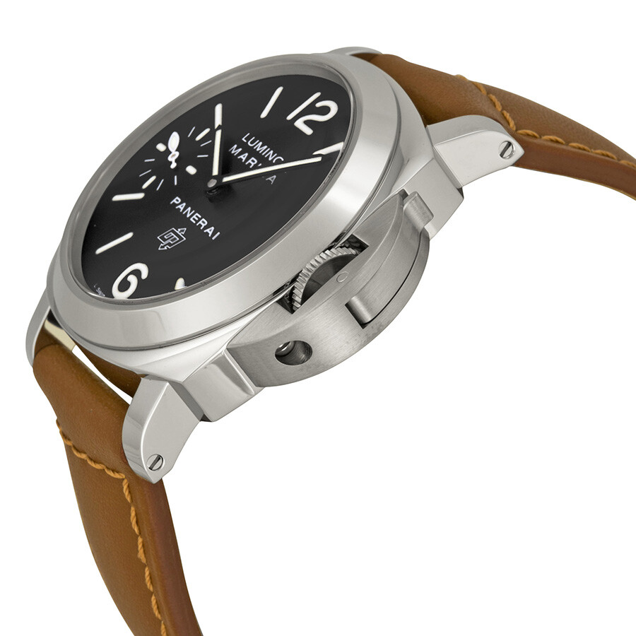 Panerai Luminor Marina Mechanical Black Dial Brown Leather Men's Watch ...