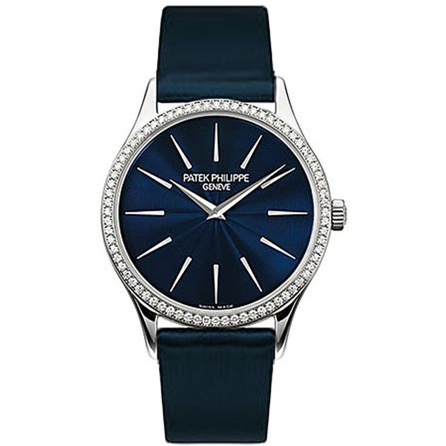 Patek Philippe Calatrava 18kt White Gold Diamond Night-blue Ladies ...
