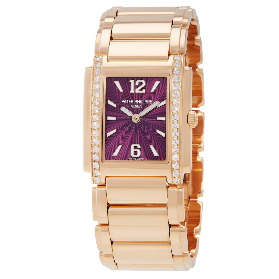 Patek Philippe Twenty-4 Quartz Diamond Purple Dial Ladies Watch 4910 ...