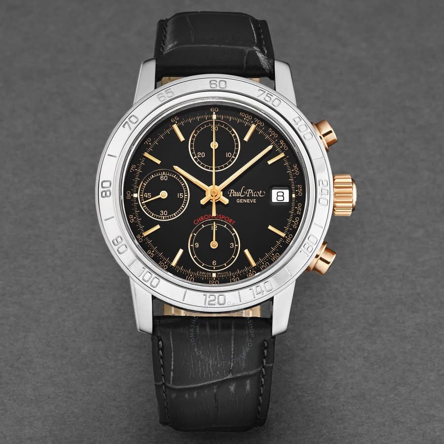 Paul Picot Chronosport Chronograph Automatic Black Dial Men's Watch ...