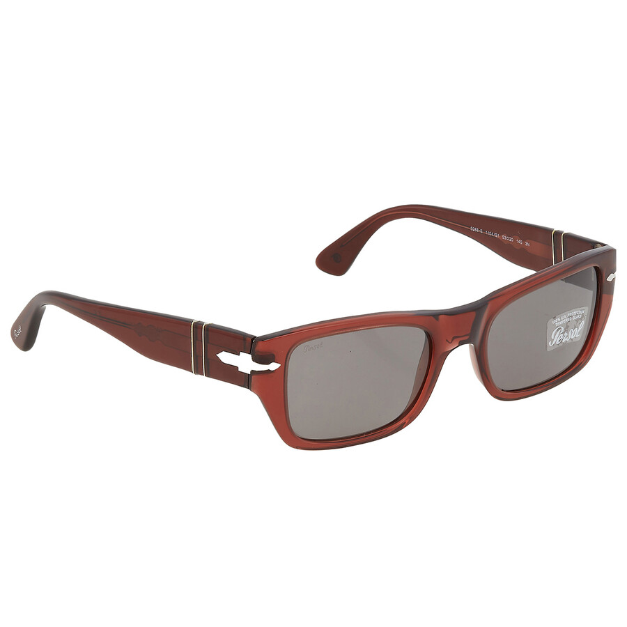 Persol Dark Grey Rectangular Unisex Sunglasses PO3268S 1104B1 53 ...
