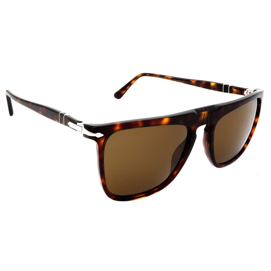 Persol Polarized Brown Square Unisex Sunglasses PO3225S 24/57 56 ...
