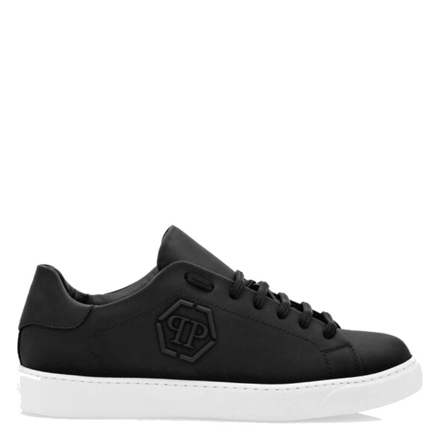 Philipp Plein Black Rubber Leather Low-Top Sneakers, Brand Size 35 ( US ...