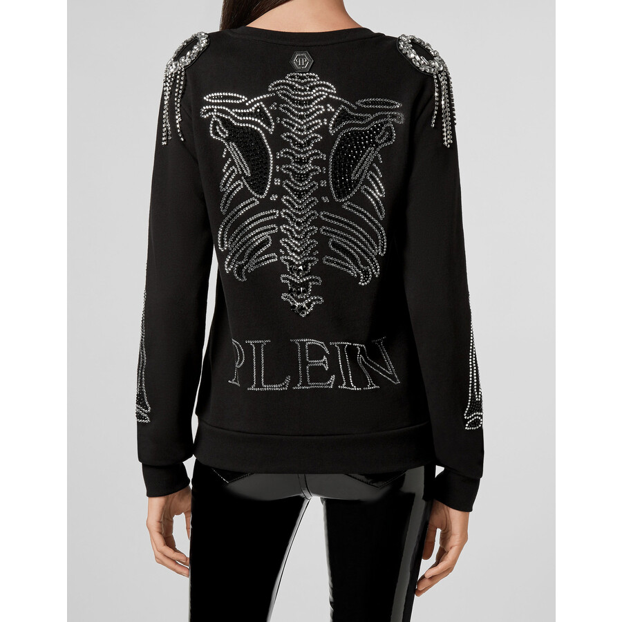 Philipp Plein Crystal Skeleton Embroidered Sweatshirt, Size Small A20C ...