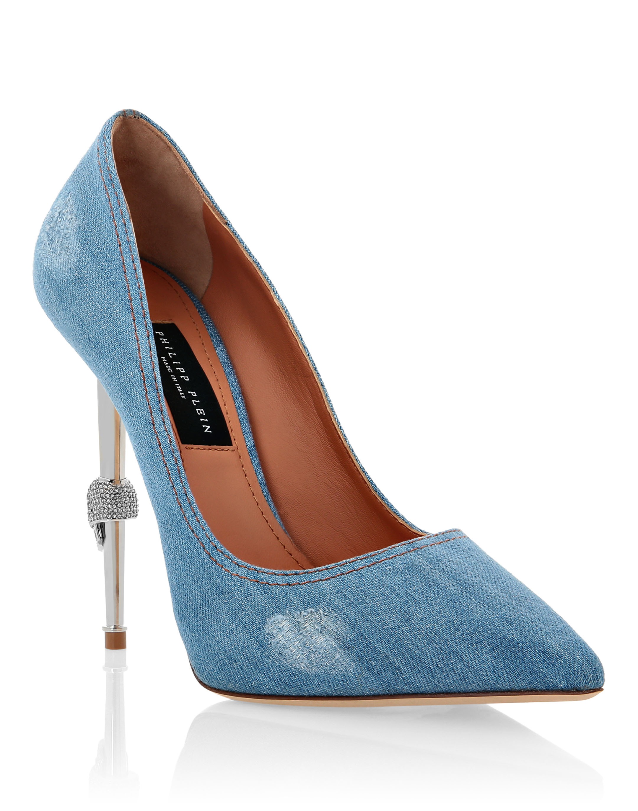 Philipp Plein Destroyed Decollete Denim Pumps, Brand Size 35 ( US Size ...