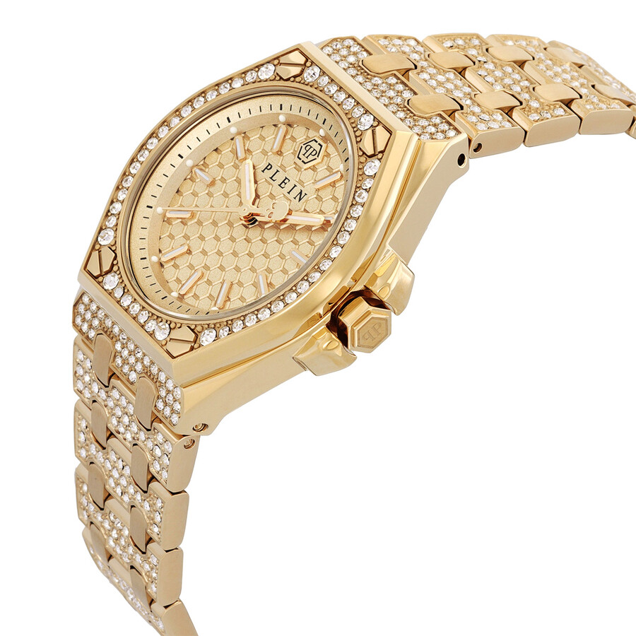 Philipp Plein Extreme Lady Quartz Crystal Gold Dial Watch PWJAA0822 ...