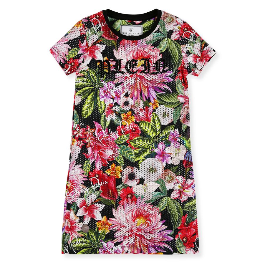 Philipp Plein Kids Multicolor Short T-Shirt Dresses Flowers. Size 12Y ...