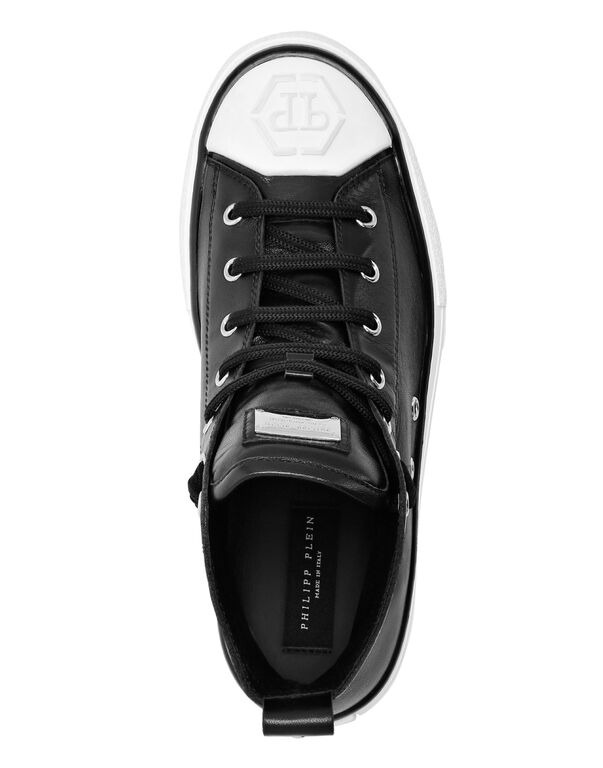 Philipp Plein Megastar Laminated Leather Hi-Top Sneakers, Brand Size 37 ...