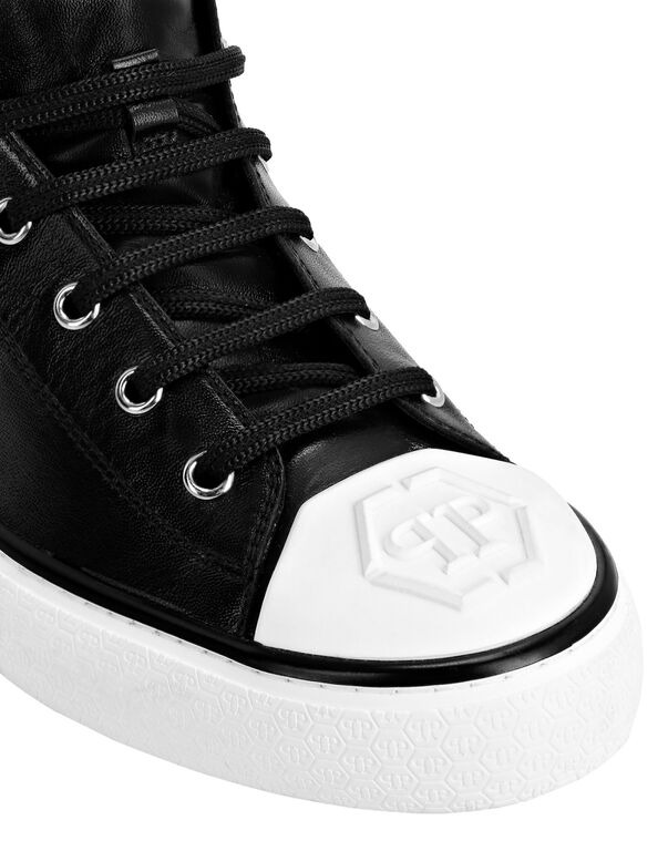Philipp Plein Megastar Laminated Leather Hi-Top Sneakers, Brand Size 37 ...