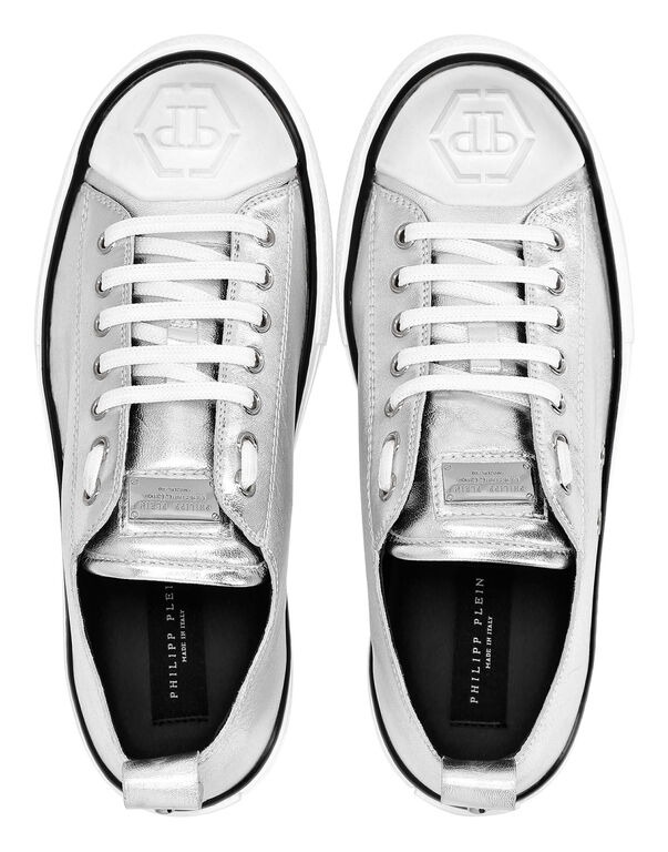 Philipp Plein Megastar Laminated Leather Low-Top Sneakers, Brand Size ...