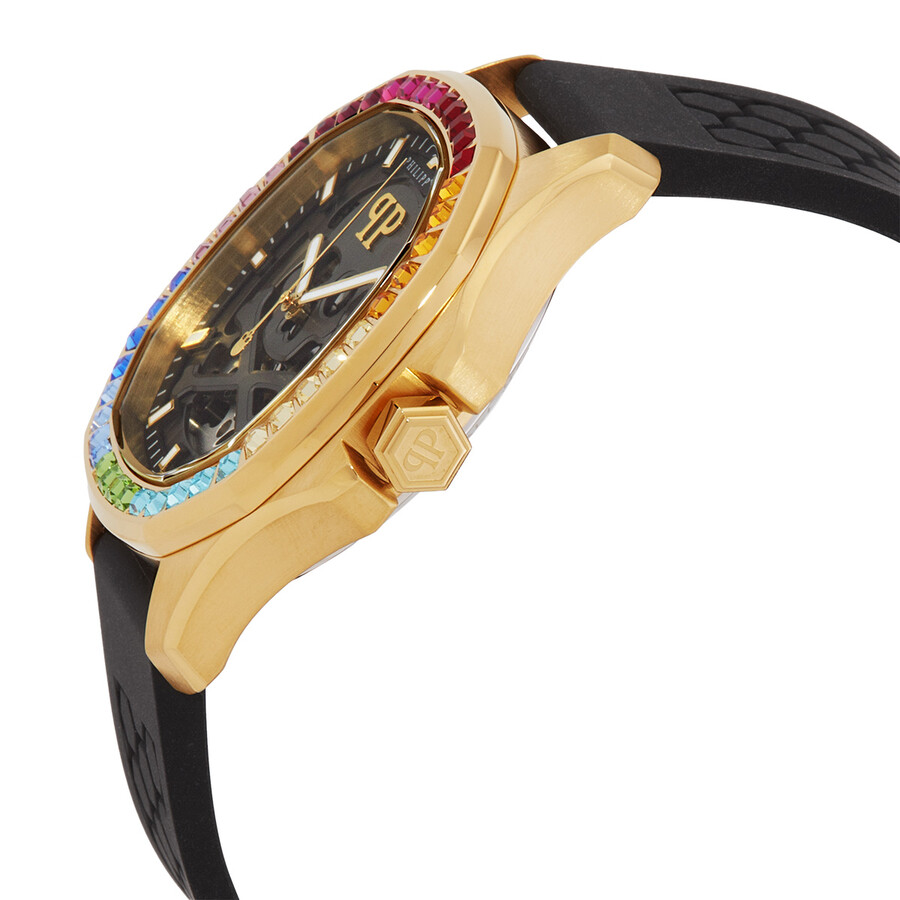 Philipp Plein Skeleton Spectre Automatic Crystal Black Dial Men's Watch ...