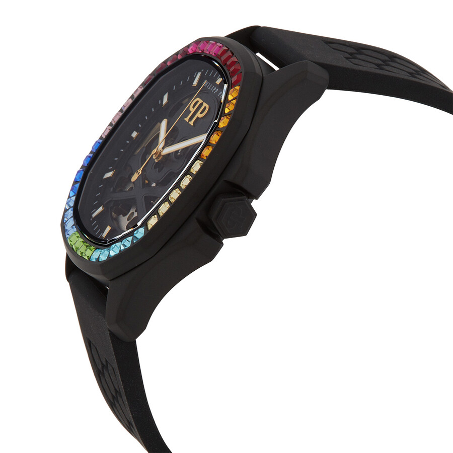 Philipp Plein Skeleton Spectre Automatic Crystal Black Dial Men's Watch ...