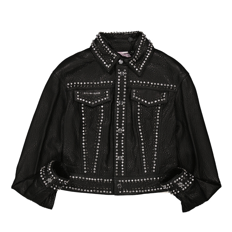 Philipp Plein Studs Skull Leather Jacket In Black, Size X-Small S20C ...