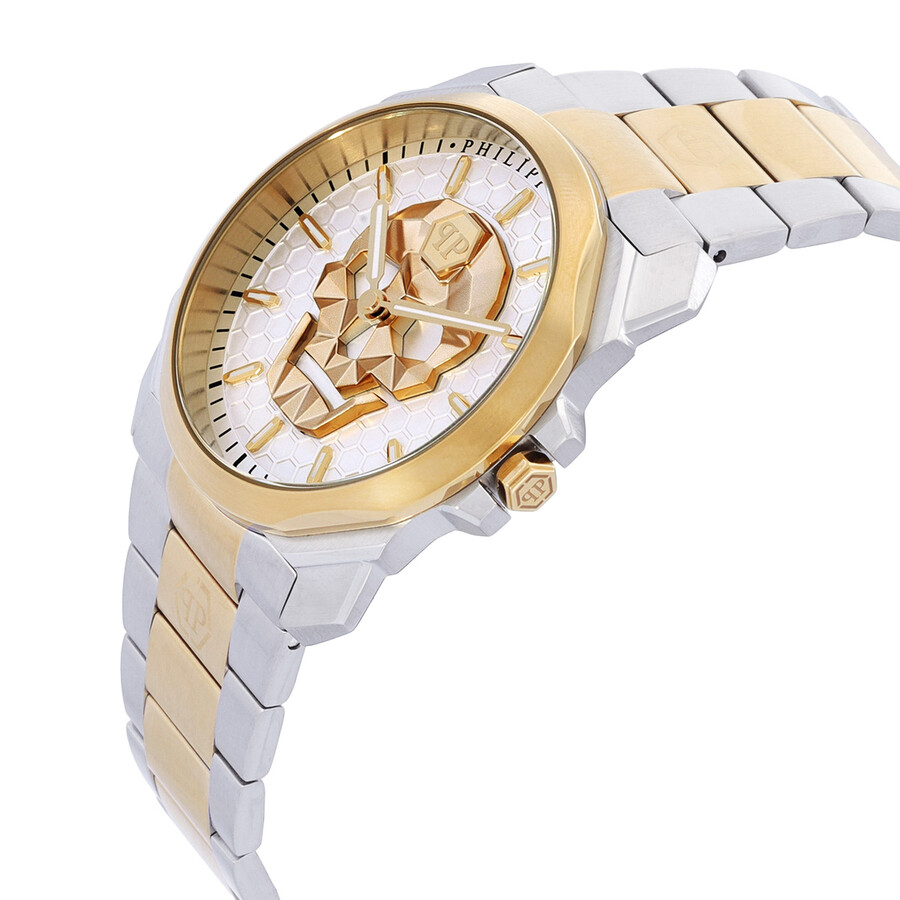 Philipp Plein The Skull King Quartz Silver Dial Two-Tone Men's Watch ...