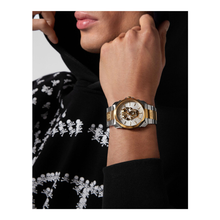 Philipp Plein The Skull King Quartz Silver Dial Two-Tone Men's Watch ...